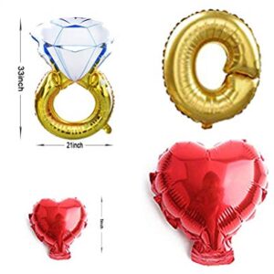 AnnoDeel Will You Marry Me Letter Balloons Banner, 16inch Gold Letter Foil Balloons Red Heart Mylar Balloons for Love Wedding Party Decorations