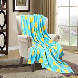 Valerian Luxury Velvet Super Soft Light Weight Blanket Prints Fleece Throw - All Year Round Home Decor, Fuzzy Warm and Cozy Throws, Couch and Gift, 50 x 60inch, Pineapple