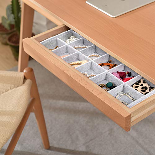 Mebbay Velvet Jewelry Trays Organizer with Clear Lid, Stackable Jewelry Storage for Drawer, Earring Necklace Bracelet Ring Organizer, Set of 3, 13.8" x 9.5" x 1.38"