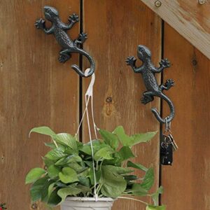 XIYUAN 3PCS Coat Hooks Hanging Wall Mounted Rustic Decorative Gecko Hook, Cast Iron 6 Inch Key Holder Wall Decor for Foyer Hallway Garage Garden & Office