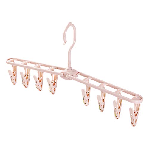 Cabilock Foldable Clip Hangers Clothes Sock Underwear Clips Space Saving Windproof Drying Racks Clothespins for Home Travel (Pink)