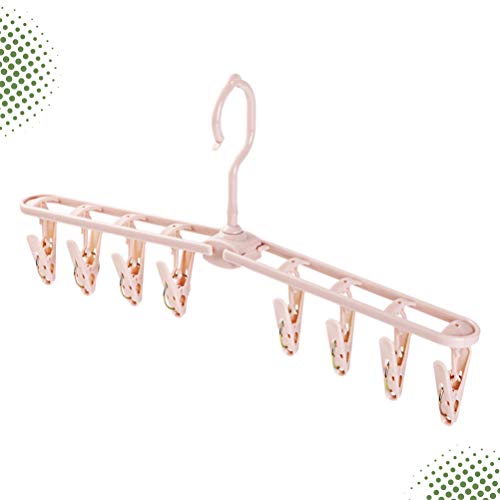 Cabilock Foldable Clip Hangers Clothes Sock Underwear Clips Space Saving Windproof Drying Racks Clothespins for Home Travel (Pink)