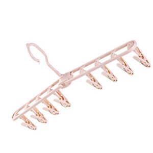 Cabilock Foldable Clip Hangers Clothes Sock Underwear Clips Space Saving Windproof Drying Racks Clothespins for Home Travel (Pink)