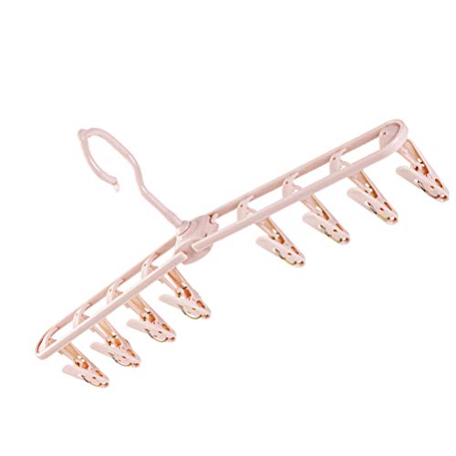 Cabilock Foldable Clip Hangers Clothes Sock Underwear Clips Space Saving Windproof Drying Racks Clothespins for Home Travel (Pink)