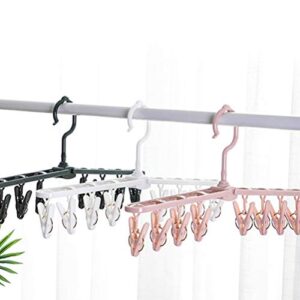 Cabilock Foldable Clip Hangers Clothes Sock Underwear Clips Space Saving Windproof Drying Racks Clothespins for Home Travel (Pink)