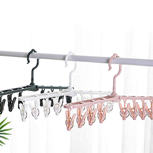 Cabilock Foldable Clip Hangers Clothes Sock Underwear Clips Space Saving Windproof Drying Racks Clothespins for Home Travel (Pink)