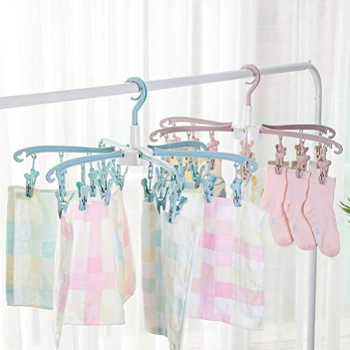 Cabilock Foldable Clip Hangers Clothes Sock Underwear Clips Space Saving Windproof Drying Racks Clothespins for Home Travel (Pink)