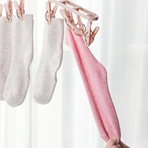 Cabilock Foldable Clip Hangers Clothes Sock Underwear Clips Space Saving Windproof Drying Racks Clothespins for Home Travel (Pink)