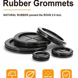 45 PCS Rubber Grommet Assortment Kit 1-1/2" 1" 7/8" 13/16" 5/8" Drill Hole, Double Sided Round Firewall Hole Plugs for Wiring, Automotive, Boat, Home Improvement Cord Pipe Wire Organization, Black