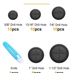 45 PCS Rubber Grommet Assortment Kit 1-1/2" 1" 7/8" 13/16" 5/8" Drill Hole, Double Sided Round Firewall Hole Plugs for Wiring, Automotive, Boat, Home Improvement Cord Pipe Wire Organization, Black