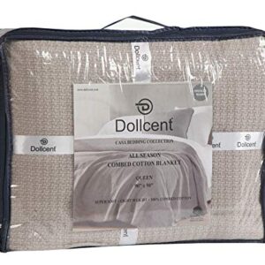 DOLLCENT 100% Soft Premium Combed Cotton Thermal Blanket– Queen Blanket– Soft Cozy Warm Cotton Blanket– Bed Throw Blanket– Queen Bed Blankets– All Season Cotton Blankets– Sand Queen Cotton Blankets