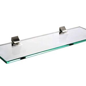 XVL 15.5-Inch Bathroom Glass Shelf, Brushed Nickel GS3003L