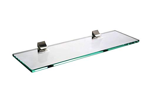 XVL 15.5-Inch Bathroom Glass Shelf, Brushed Nickel GS3003L