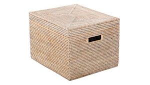 kouboo la jolla rattan box basket, white-wash