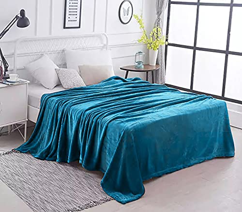 Home Must Haves Turquoise Blue Ultra Soft Plush Warm Cozy Lightweight Fleece Microfiber King Size Bed Throw Blanket, Teal Flannel