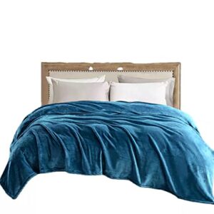 Home Must Haves Turquoise Blue Ultra Soft Plush Warm Cozy Lightweight Fleece Microfiber King Size Bed Throw Blanket, Teal Flannel