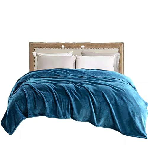 Home Must Haves Turquoise Blue Ultra Soft Plush Warm Cozy Lightweight Fleece Microfiber King Size Bed Throw Blanket, Teal Flannel