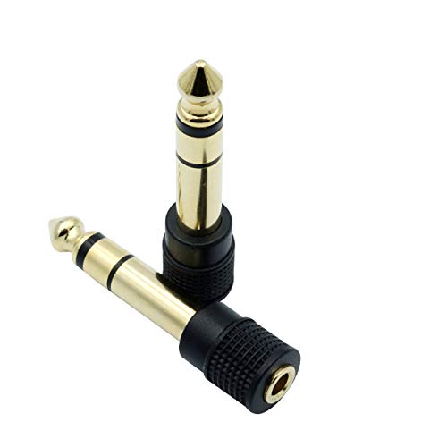 Chadou Audio Adapter 6.35mm (1/4 inch) Male to 3.5mm (1/8 inch) Female Stereo Headphone Connector Gold Plated, 2 Pack