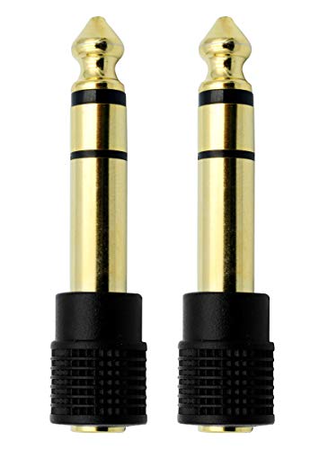 Chadou Audio Adapter 6.35mm (1/4 inch) Male to 3.5mm (1/8 inch) Female Stereo Headphone Connector Gold Plated, 2 Pack