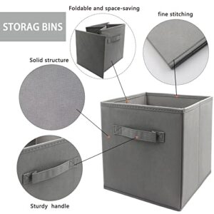 EBIGIC Mini Size 3-Pack Cube Storage Bins 9.0"x7.5"x7.5" Fabirc Foldable Closet Toy Organizer Collapsible Cloth Gray