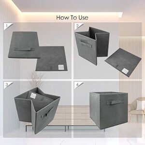 EBIGIC Mini Size 3-Pack Cube Storage Bins 9.0"x7.5"x7.5" Fabirc Foldable Closet Toy Organizer Collapsible Cloth Gray