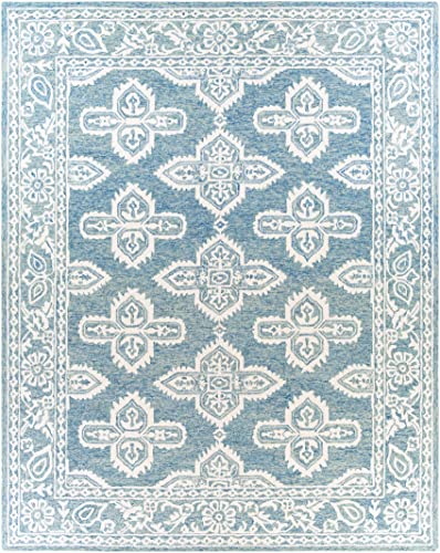 Hauteloom Passaic Wool Living Room, Bedroom Area Rug - Bohemian/Global - Blue, Beige - 8' x 10'