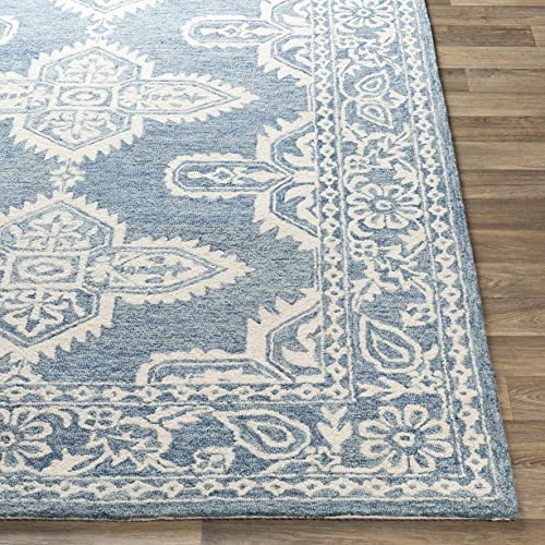 Hauteloom Passaic Wool Living Room, Bedroom Area Rug - Bohemian/Global - Blue, Beige - 8' x 10'