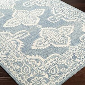 Hauteloom Passaic Wool Living Room, Bedroom Area Rug - Bohemian/Global - Blue, Beige - 8' x 10'