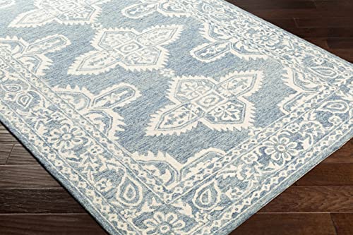 Hauteloom Passaic Wool Living Room, Bedroom Area Rug - Bohemian/Global - Blue, Beige - 8' x 10'