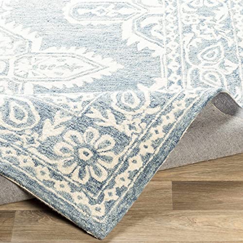 Hauteloom Passaic Wool Living Room, Bedroom Area Rug - Bohemian/Global - Blue, Beige - 8' x 10'