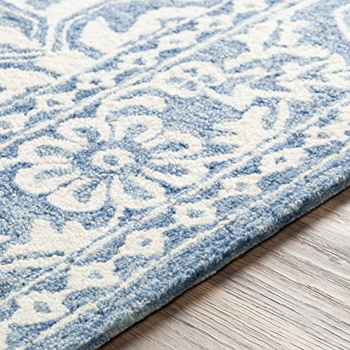 Hauteloom Passaic Wool Living Room, Bedroom Area Rug - Bohemian/Global - Blue, Beige - 8' x 10'