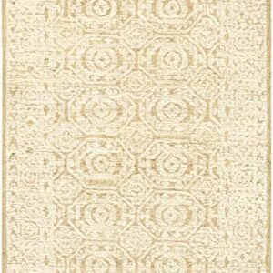 Hauteloom Muleshoe Wool Living Room, Bedroom Area Rug - Modern Farmhouse Transitional Soft Carpet - Beige, Cream, Light Brown - 9' x 12'