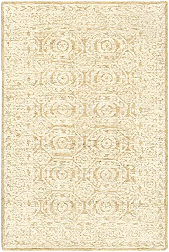 Hauteloom Muleshoe Wool Living Room, Bedroom Area Rug - Modern Farmhouse Transitional Soft Carpet - Beige, Cream, Light Brown - 9' x 12'