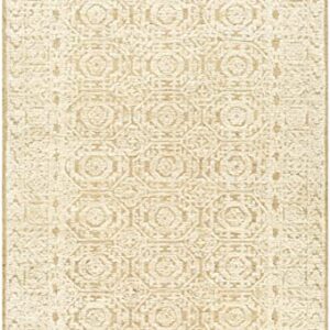 Hauteloom Muleshoe Wool Living Room, Bedroom Area Rug - Modern Farmhouse Transitional Soft Carpet - Beige, Cream, Light Brown - 9' x 12'