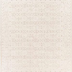 Hauteloom Muleshoe Wool Living Room, Bedroom Area Rug - Modern Farmhouse Transitional Soft Carpet - Beige, Cream, Light Brown - 9' x 12'