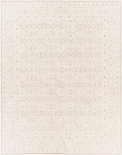 Hauteloom Muleshoe Wool Living Room, Bedroom Area Rug - Modern Farmhouse Transitional Soft Carpet - Beige, Cream, Light Brown - 9' x 12'