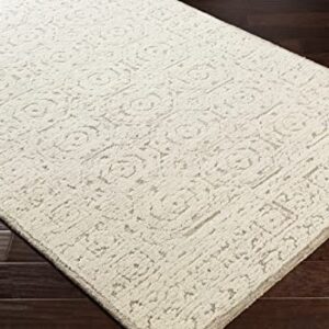 Hauteloom Muleshoe Wool Living Room, Bedroom Area Rug - Modern Farmhouse Transitional Soft Carpet - Beige, Cream, Light Brown - 9' x 12'