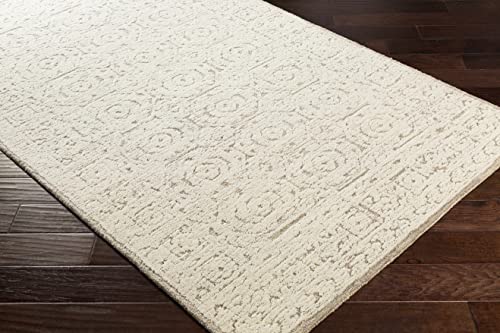 Hauteloom Muleshoe Wool Living Room, Bedroom Area Rug - Modern Farmhouse Transitional Soft Carpet - Beige, Cream, Light Brown - 9' x 12'