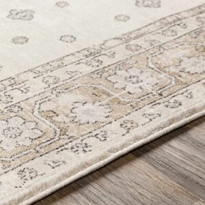 Hauteloom Southwark Oriental Medallion Traditional Farmhouse 9' x 12'4" Living Room Bedroom Area Rug - Bohemian Vintage Distressed - Brown, Beige, Cream, Mustard