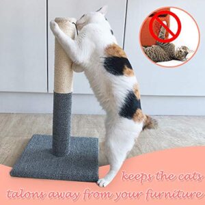 Barelove Tall Cat Scratching Post, Natural Sisal Rope Kitty Scratch Posts with Interactive Hanging Plush Ball Toy, Durable Cat Claw Scratcher Pole Tree Tower Heavy Base for Indoor Kittens