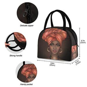 senya Lunch Bag, African American Woman Insulated Lunch Box Cooler Bag Tote Bag for Women Kids/Picnic/School/Work