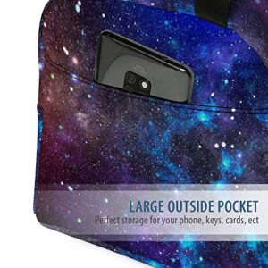 Outer Space Galaxy Lunch Bag, Reusable Tote Bag Lunch Box for Boys and Girls, Insulated Cooler Box Lunch Container with Front Pocket for Women Men Outdoor Picnic Fishing Travel Work (Midnight Blue)