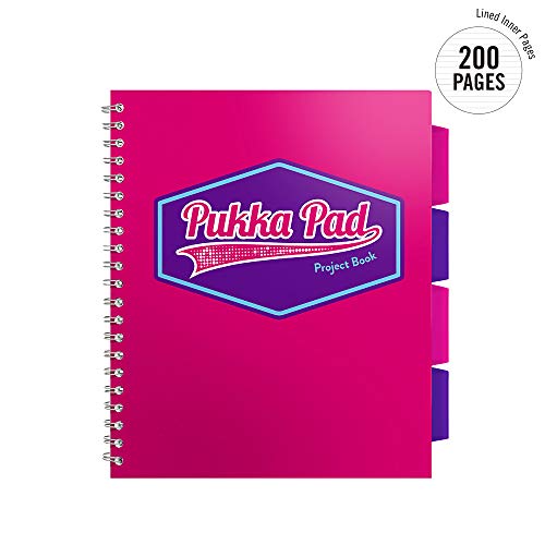 Pukka Pad, 5 Subject Spiral Notebook 3-Pack with Repositionable Dividers - 200 Pages of 80GSM Paper with Perforated Edges, Great for Office, Planning, Staying Organized - Pink Vision, US Letter 8.5 X 11in