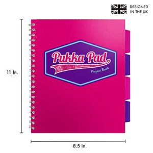 Pukka Pad, 5 Subject Spiral Notebook 3-Pack with Repositionable Dividers - 200 Pages of 80GSM Paper with Perforated Edges, Great for Office, Planning, Staying Organized - Pink Vision, US Letter 8.5 X 11in