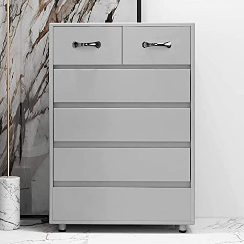 RASOO Chest of Drawer 6 Drawers Dressers Chest for Bedroom Cabinet Tall Grey Bedside Drawers Wide Storage Space Sidetable Dresser Chest (6 Drawers, Grey)