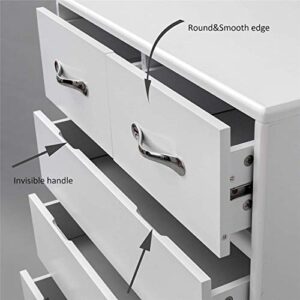 RASOO Chest of Drawer 6 Drawers Dressers Chest for Bedroom Cabinet Tall Grey Bedside Drawers Wide Storage Space Sidetable Dresser Chest (6 Drawers, Grey)