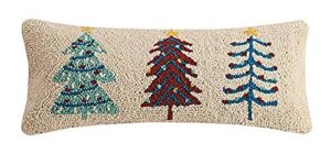 peking handicraft 31tg95c20ob christmas trees hook throw pillow, 20-inch length, wool and cotton