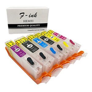 F-ink 6 Colors Empty Refillable Ink Cartridges Replacement for Canon 280xxl 281xxl PGI-280XXL CLI-281XXL for PIXMA TS9120 TS8120 TS8220 TS8320 Printer ( PGBK,BK,C,M,Y,Photo Blue )