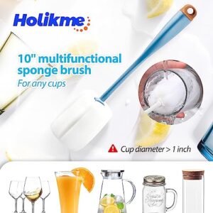 Holikme 8 Pack Bottle Brush Cleaning Set, Long Handle Bottle Cleaner for Washing Narrow Neck Beer Bottles Wine Decanter Narrow Cup Pipes Sinks Cup Cover, White