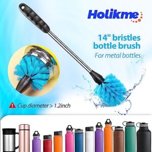 Holikme 8 Pack Bottle Brush Cleaning Set, Long Handle Bottle Cleaner for Washing Narrow Neck Beer Bottles Wine Decanter Narrow Cup Pipes Sinks Cup Cover, White